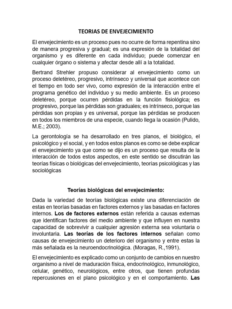 Teorias de Envejecimiento | PDF | Sistema inmune | Envejecimiento