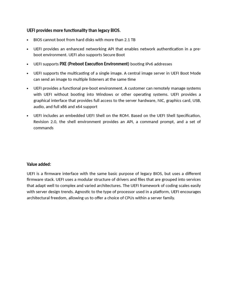UEFI Provides More Functionality Than Legacy BIOS | PDF