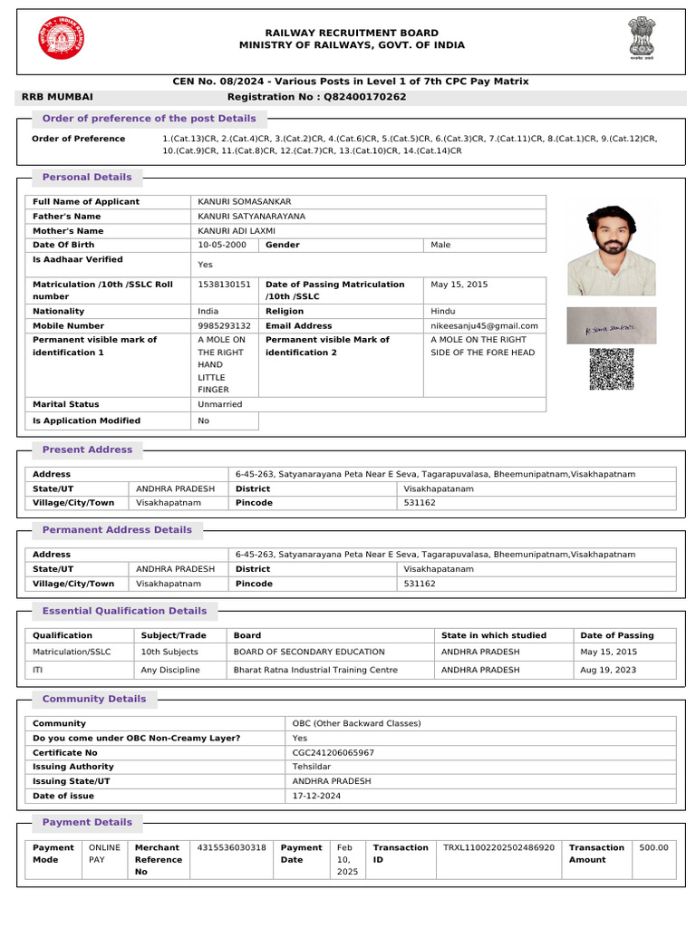 Somu Group D Application | PDF