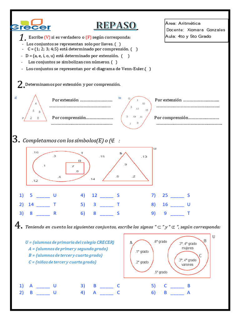 Repaso para Examenes Mensuales Matematicas | PDF | Matemáticas