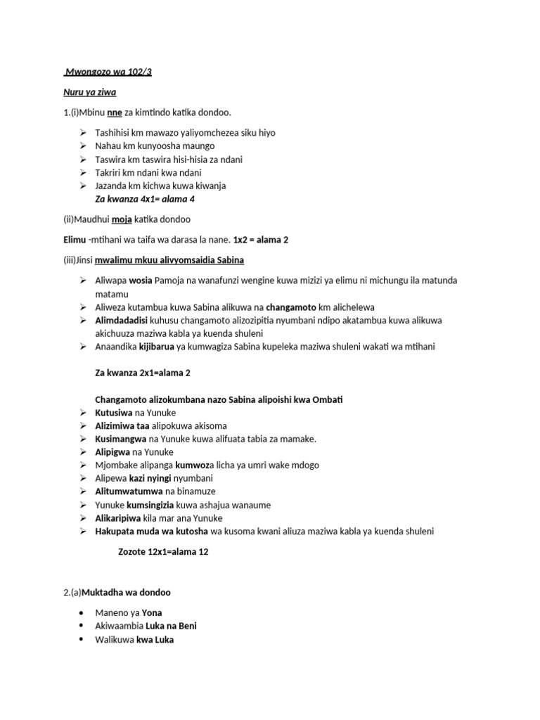 Mwongozo Wa 102 | PDF