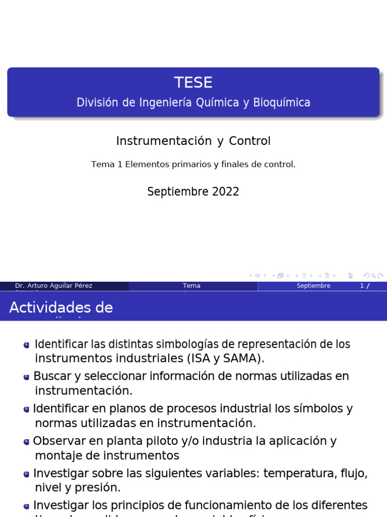 Tema 1 Elementos Primarios y Finales de Control | PDF | Sensor | Señal analoga