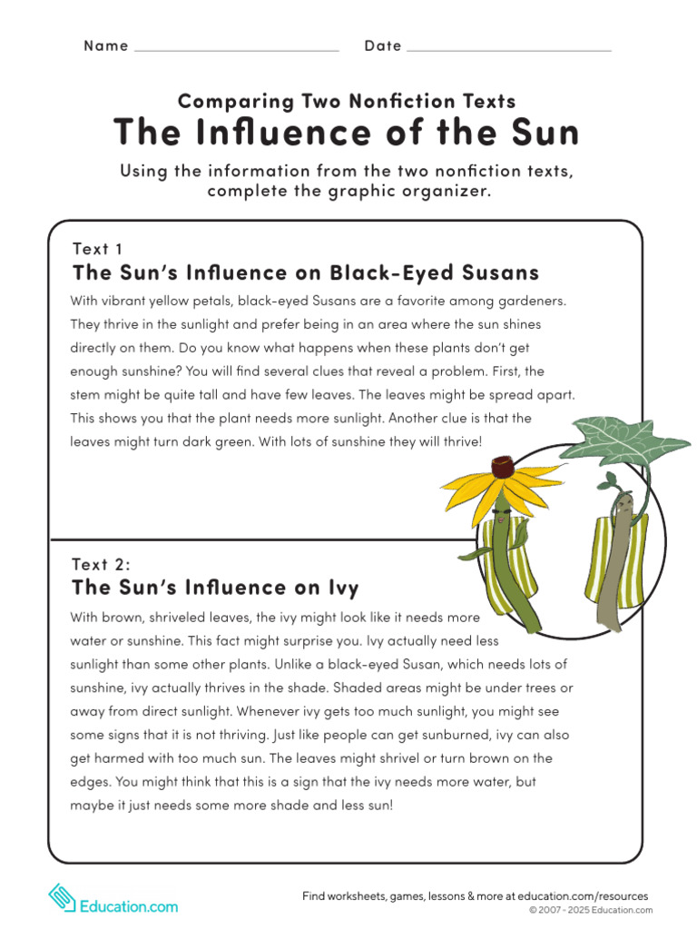 Comparing Two Nonfiction Texts The Influence of The Sun | PDF | Botany ...