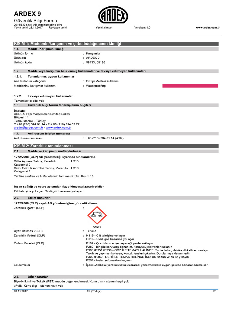 ARDEX-9_SDS_ATR_1.0_tr | PDF