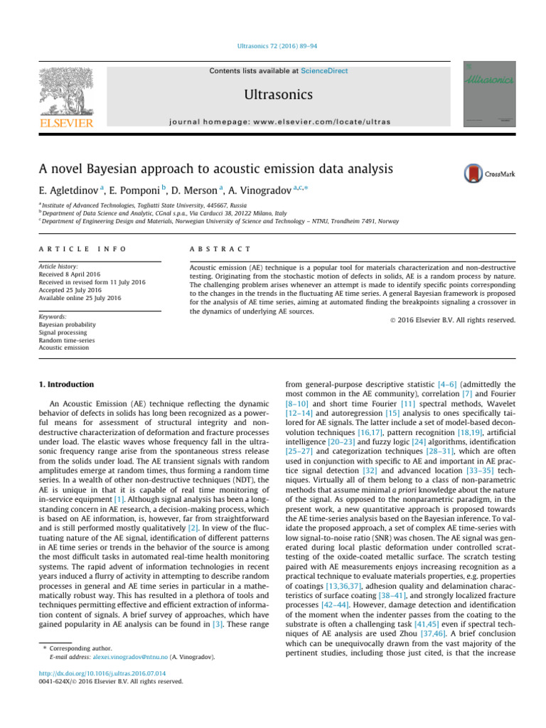 A Novel Bayesian Approach To Acoustic Emission Data Analysis Pdf