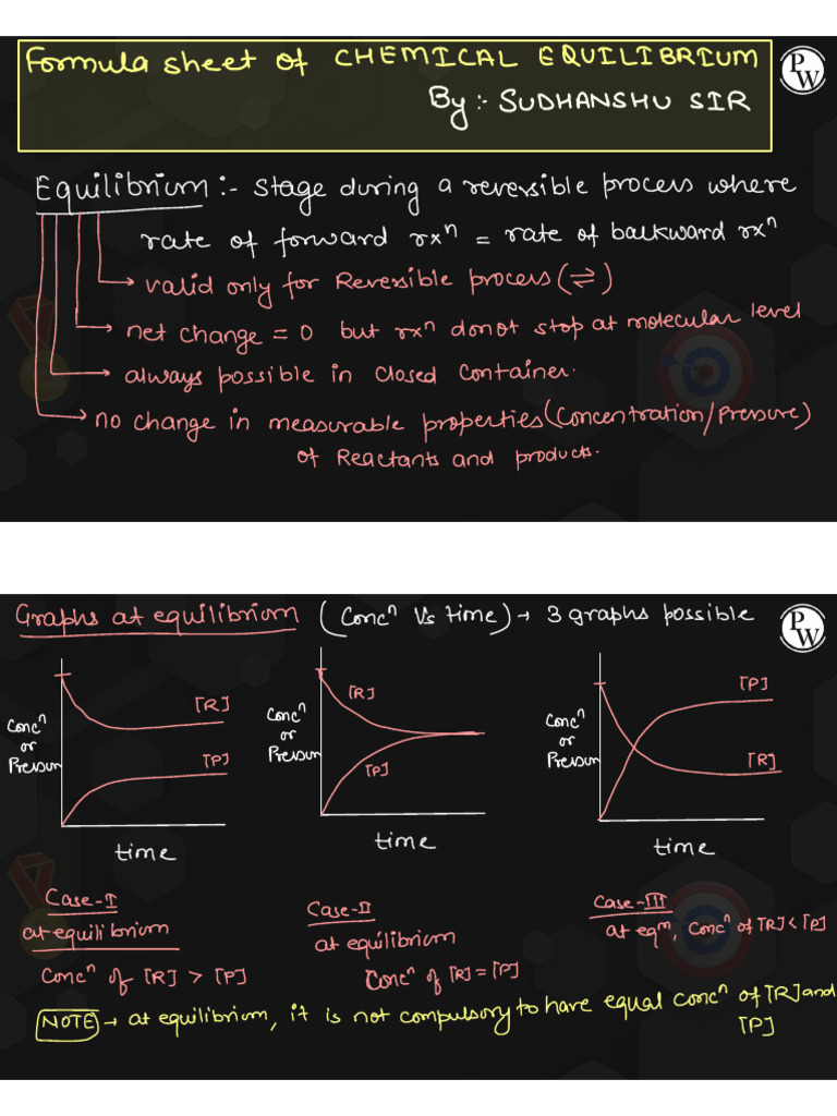 Chemical Equilibrium - Summary - Class Notes - Arjuna NEET 2025 | PDF
