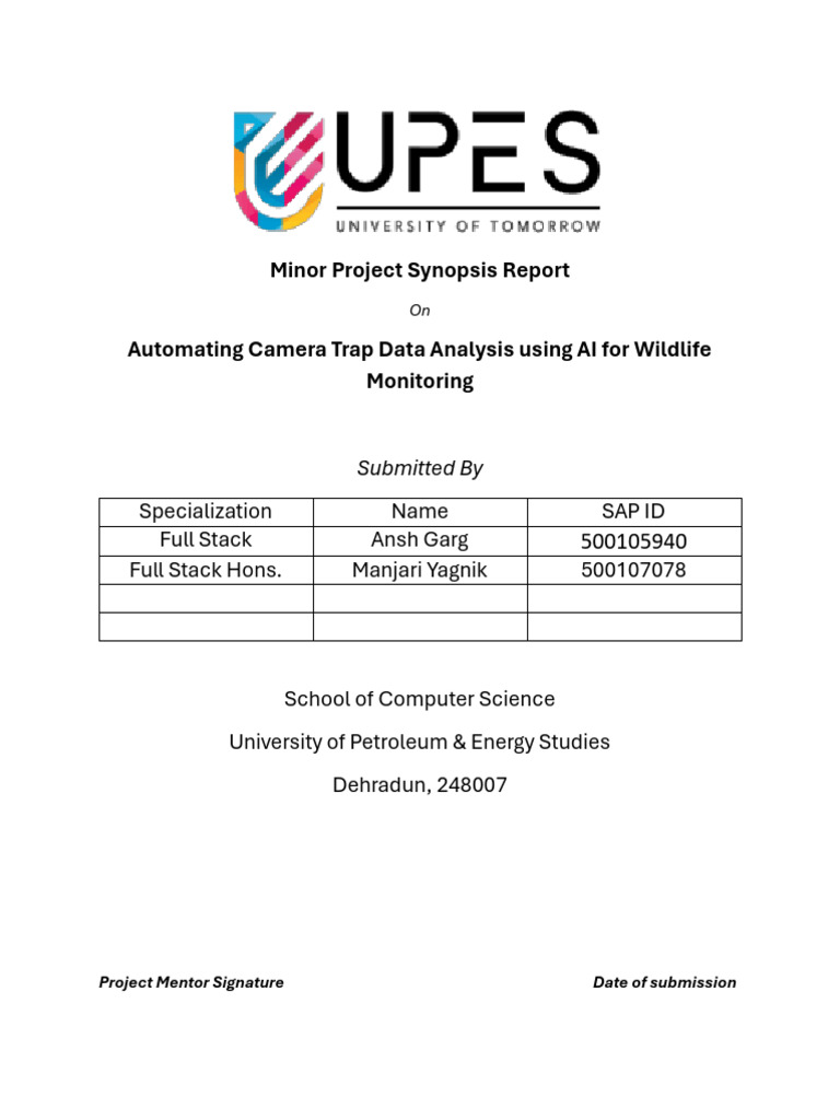 Minor Project Synopsis Report | PDF | Artificial Intelligence | Intelligence (AI) & Semantics