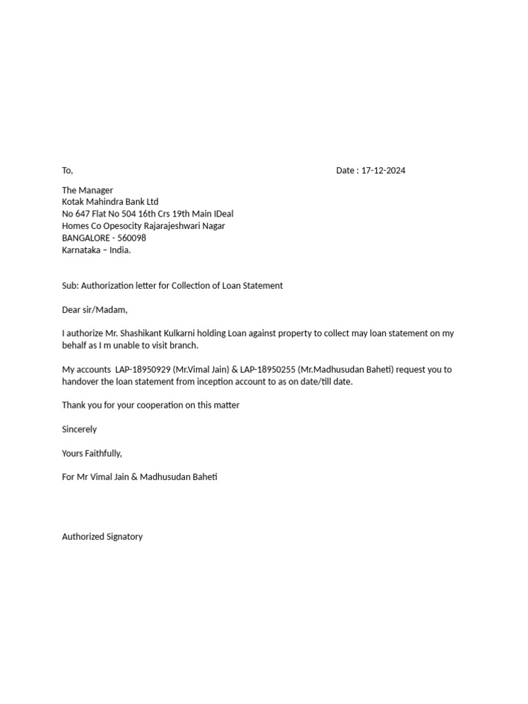 Authorization and Verification Letters | PDF