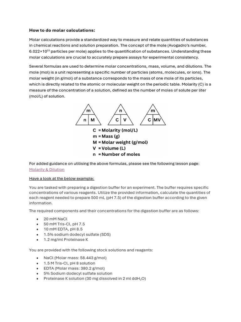 How To Do Molar Calculations and Serial Dilutions | PDF | Mole (Unit ...