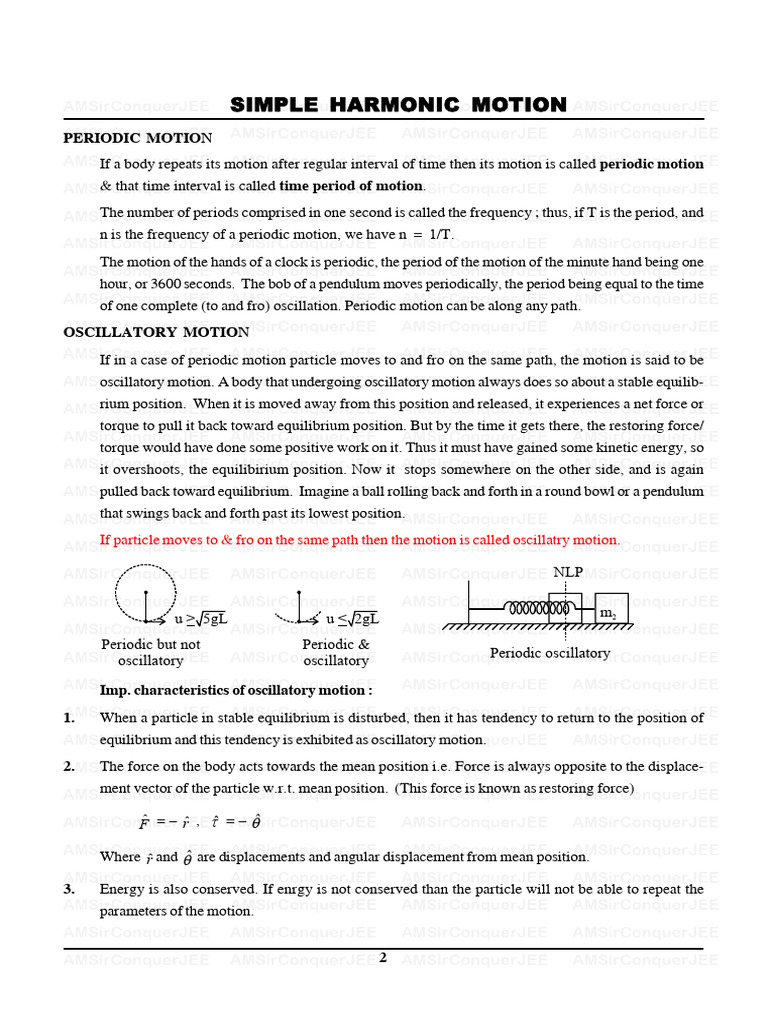 Understanding Simple Harmonic Motion | PDF | Oscillation | Motion (Physics)