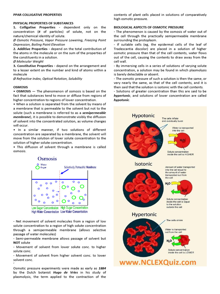 Ppar Colligative Properties | PDF | Osmosis | Chemistry