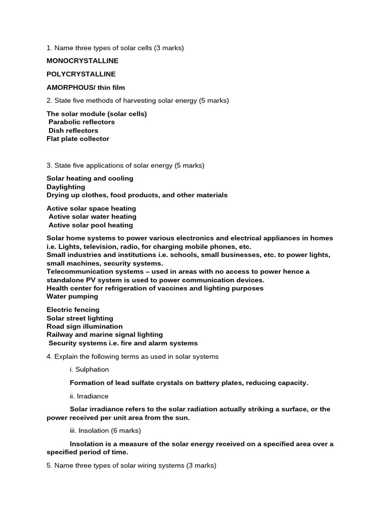 Solar Practice Questions | PDF