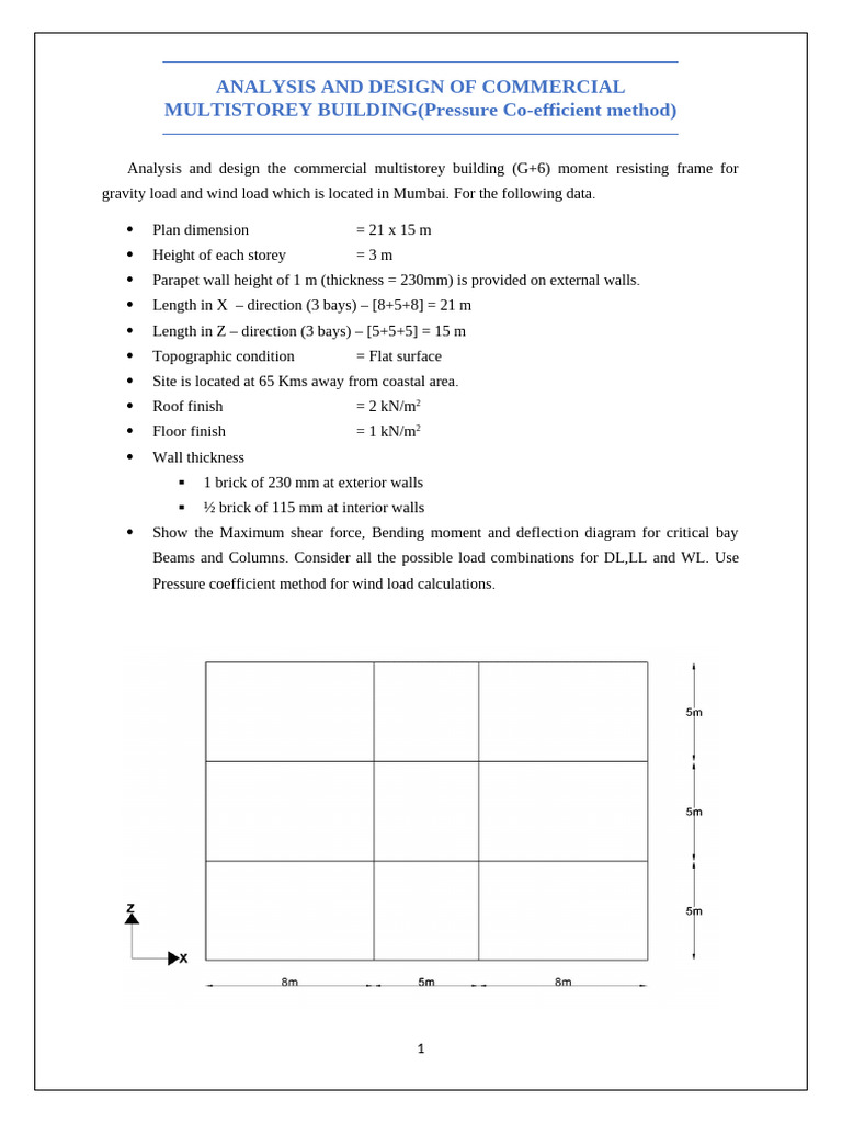 Commercial Multistorey Building Design Analysis | PDF | Wall | Bending