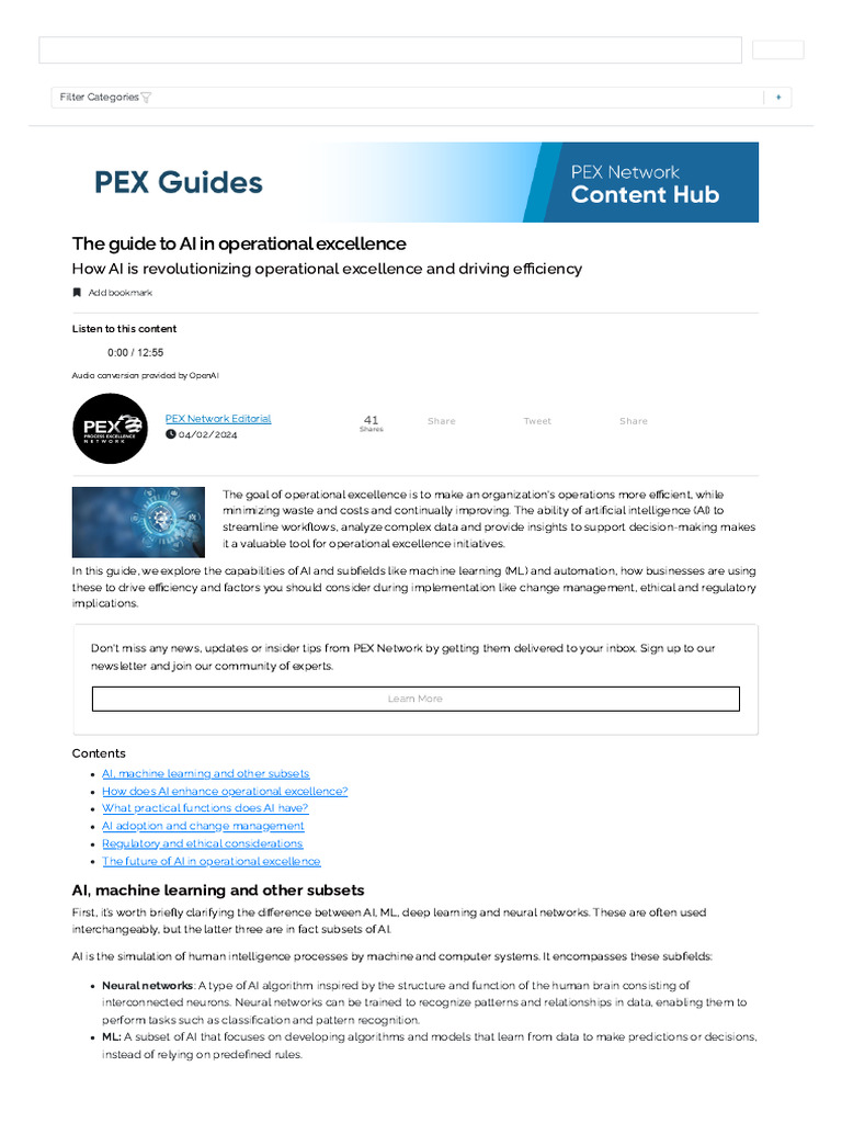 AI in Operational Excellence - PEX Network | PDF | Artificial Intelligence | Intelligence (AI ...
