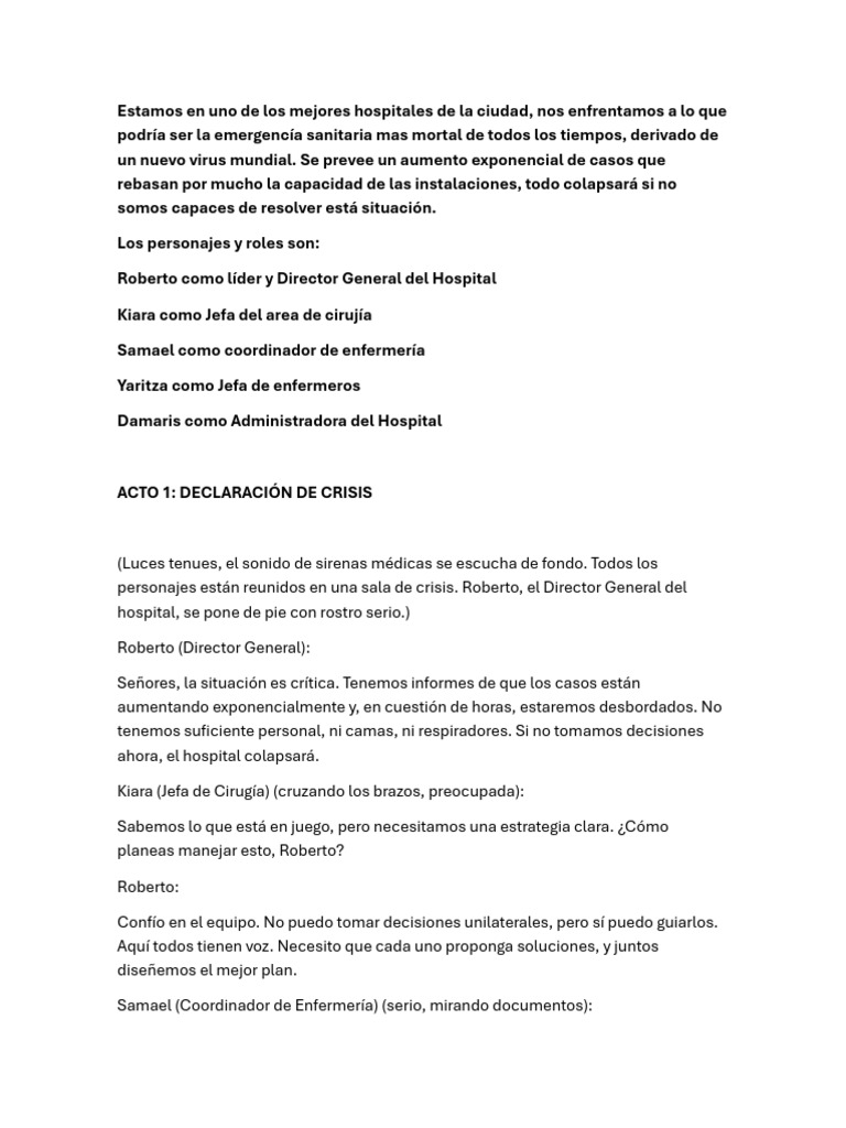 Dramatizacion Hospital | PDF | Hospital | Medicina de Cuidados Intensivos