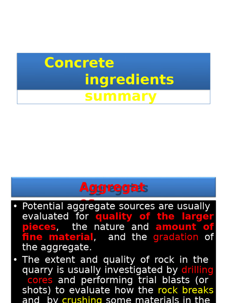 Lecture 2 Concrete Ingredients | PDF | Concrete | Cement