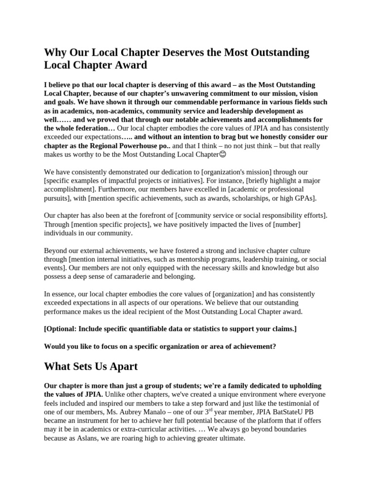 Why Our Local Chapter Deserves The Most Outstanding Local Chapter Award ...