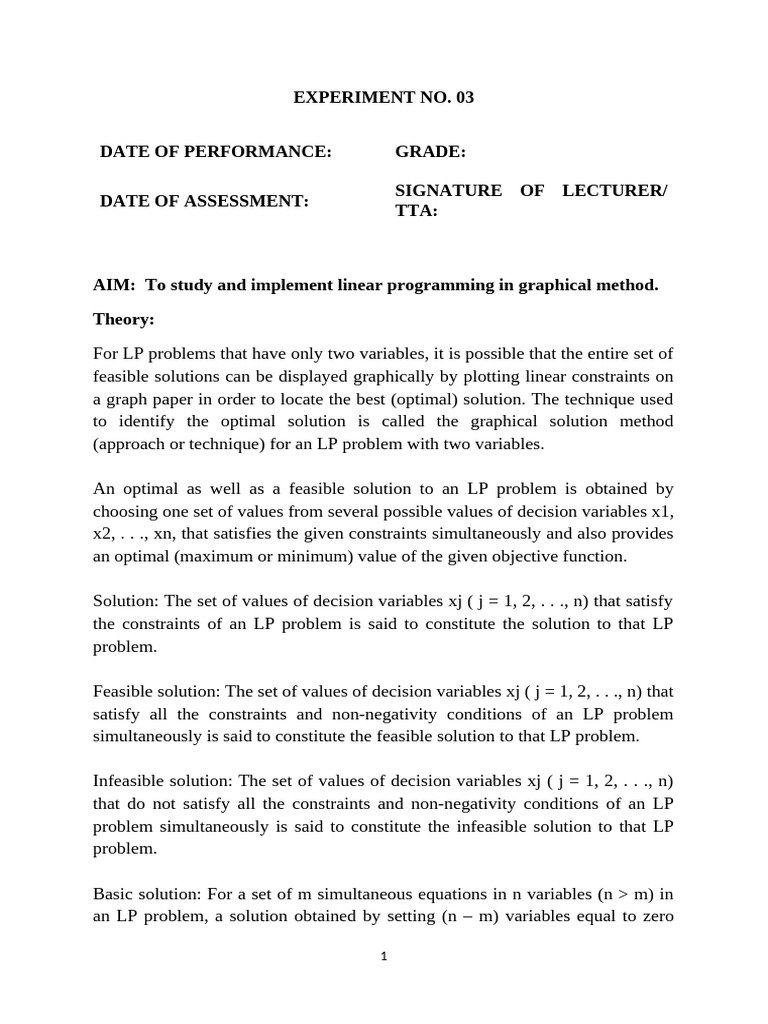 OTExp3 | PDF | Mathematical Optimization | Linear Programming