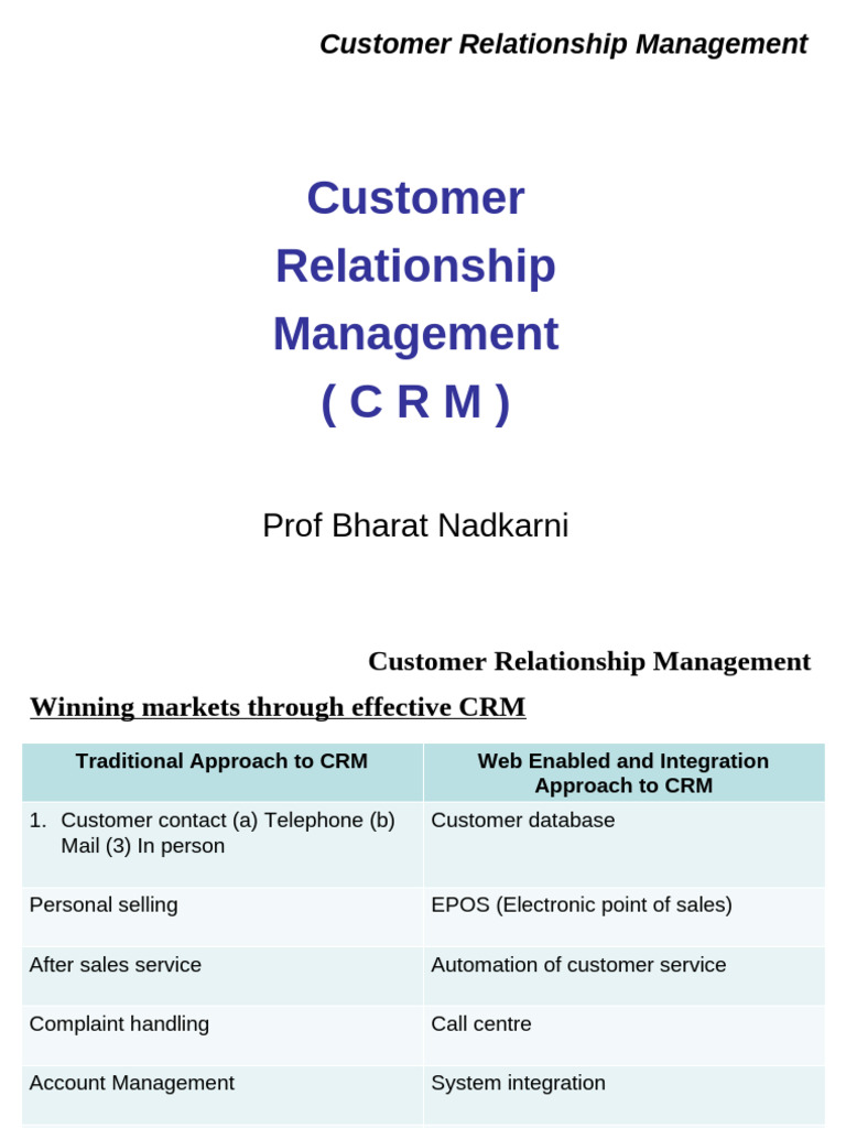 CRM Sess 5, 6 Prof Nadkarni | PDF | Customer Relationship Management | Economies