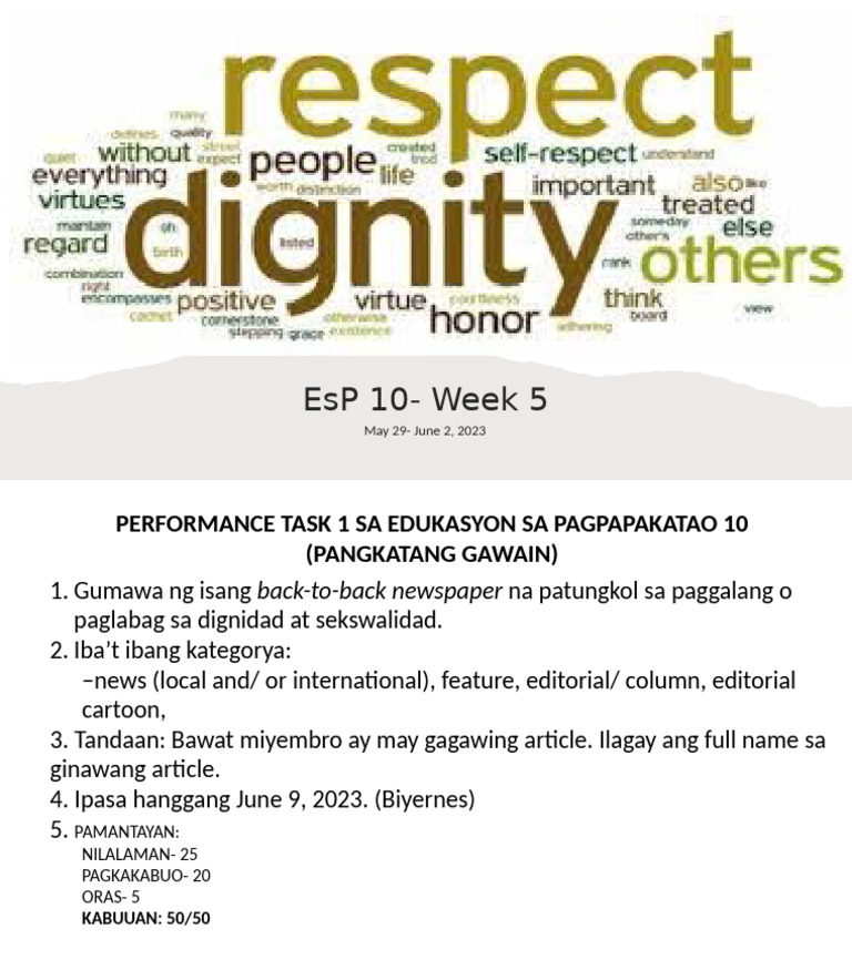 Esp 10-Week 5: May 29 - June 2, 2023 | PDF