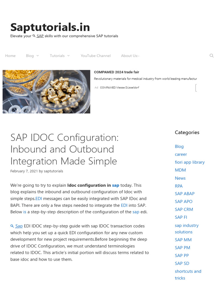 SAP IDOC Configuration - Inbound and Outbound Integration Made Simple - Saptutorials - in | PDF ...