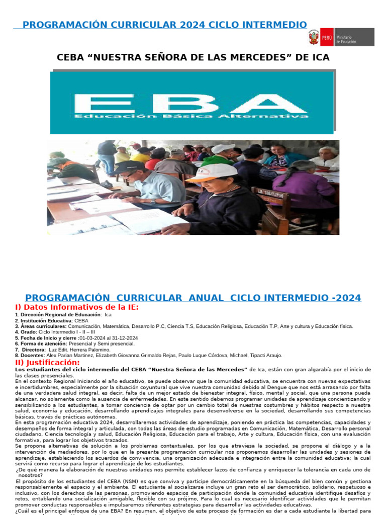 OK-2024-PROGRAMACIÓN CURRICULAR- ANUAL CEBA-(NSM) CICLO INTERNEDIO (Reparado) | PDF | División ...