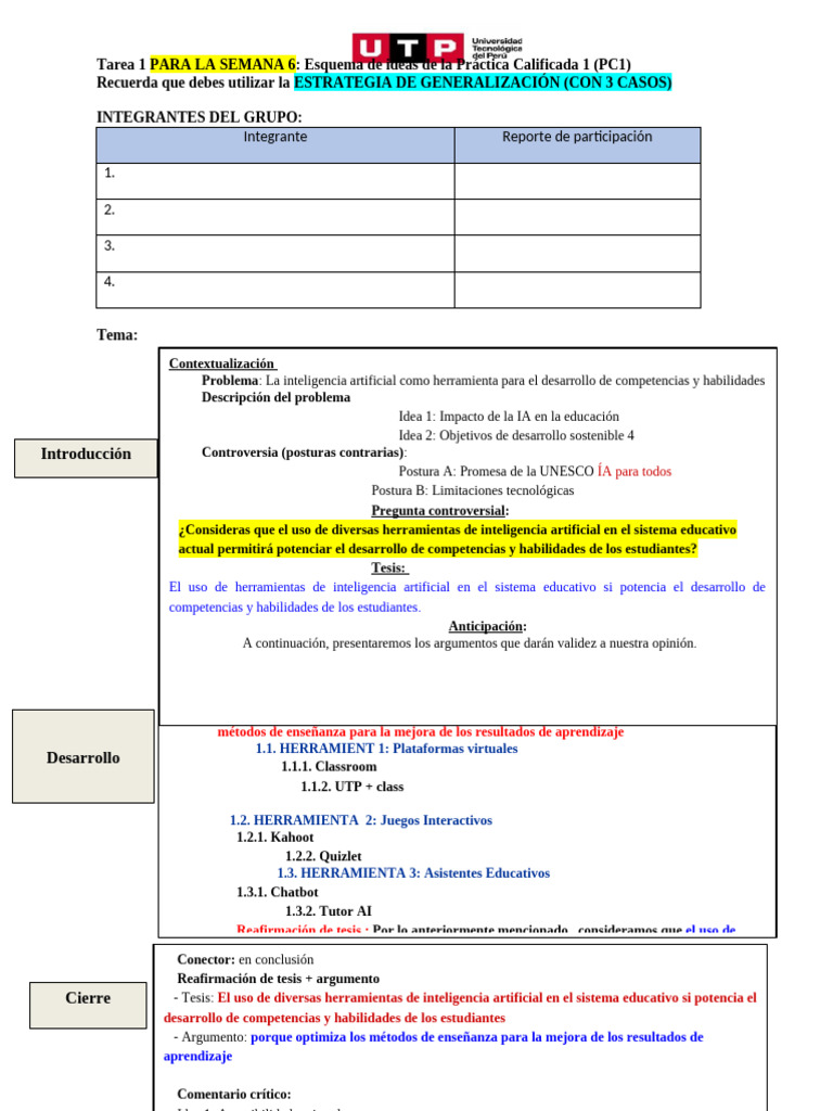 Semana 06 Tarea 1. Formato Esquema Pc1 | PDF | Inteligencia artificial | Inteligencia (IA) y ...