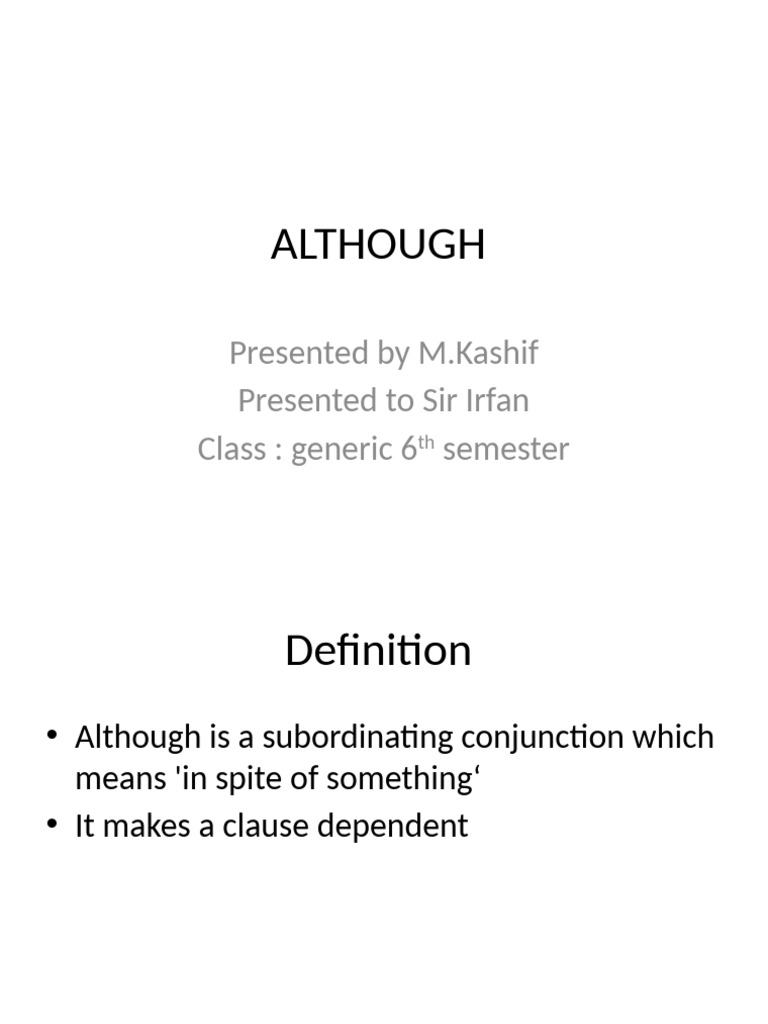 Understanding "Although" in Sentences | PDF