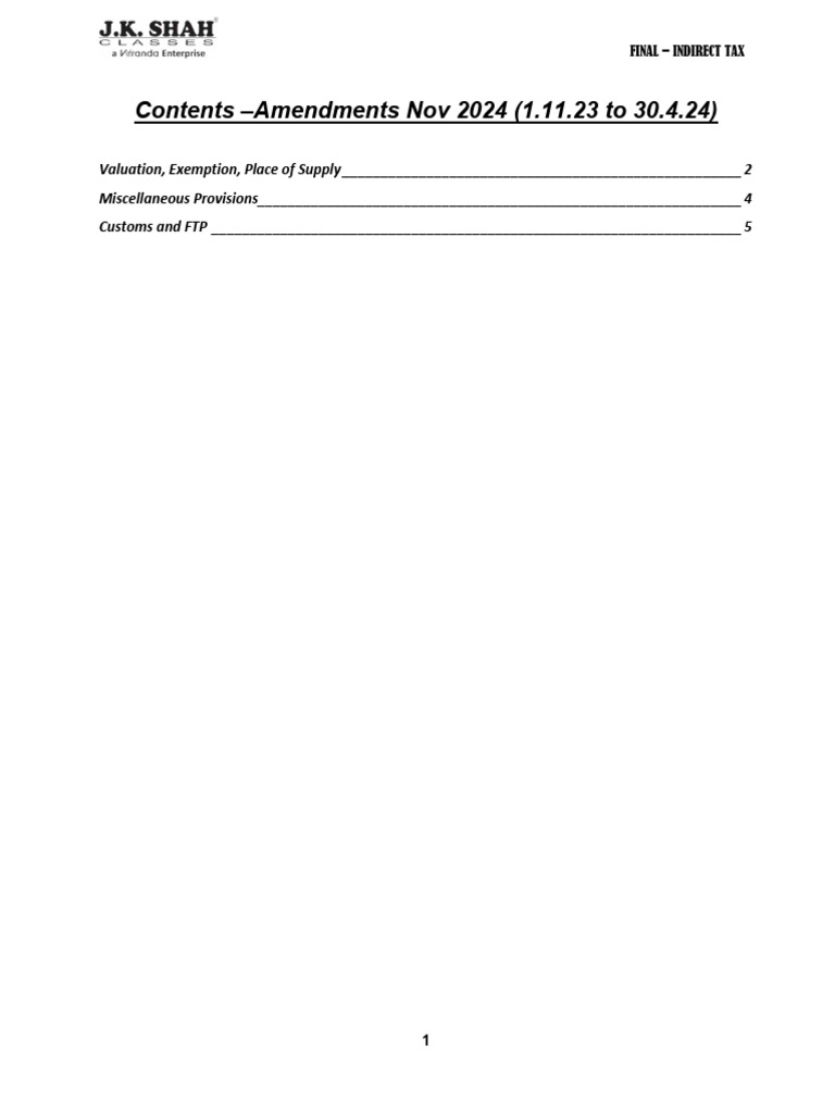 Amendments Nov 2024 - CA Final | PDF | Taxes