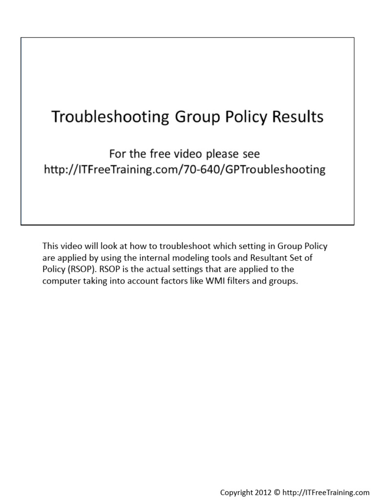 GP Troubleshooting | PDF | Group Policy | Login