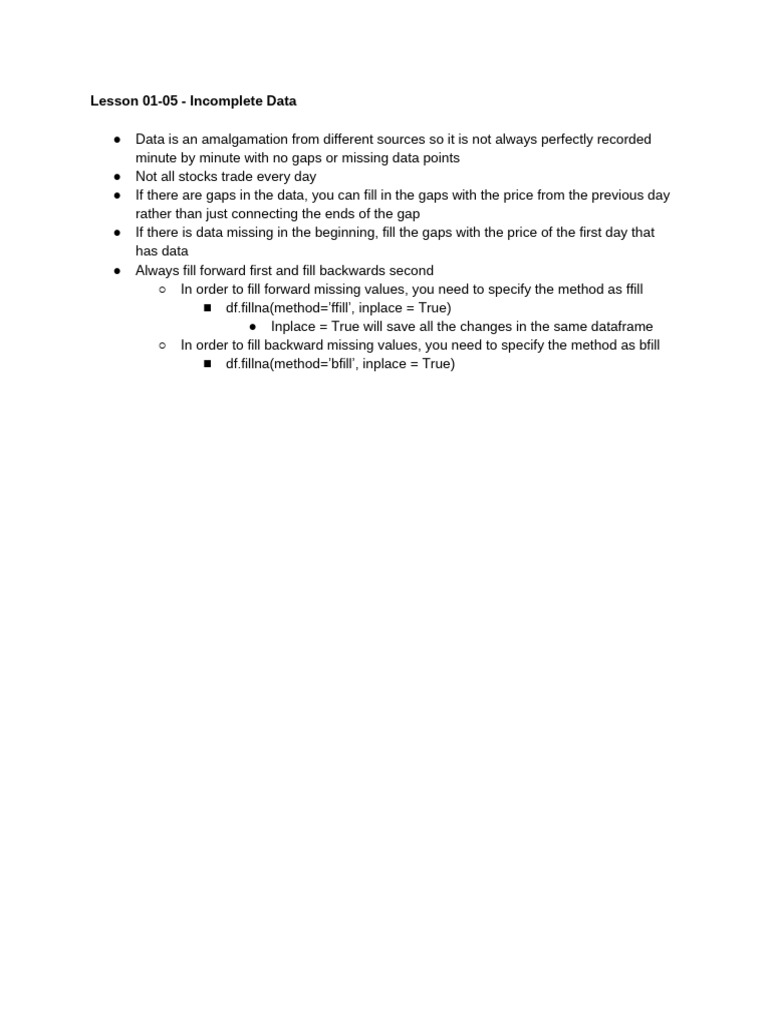 Incomplete Data Notes | PDF