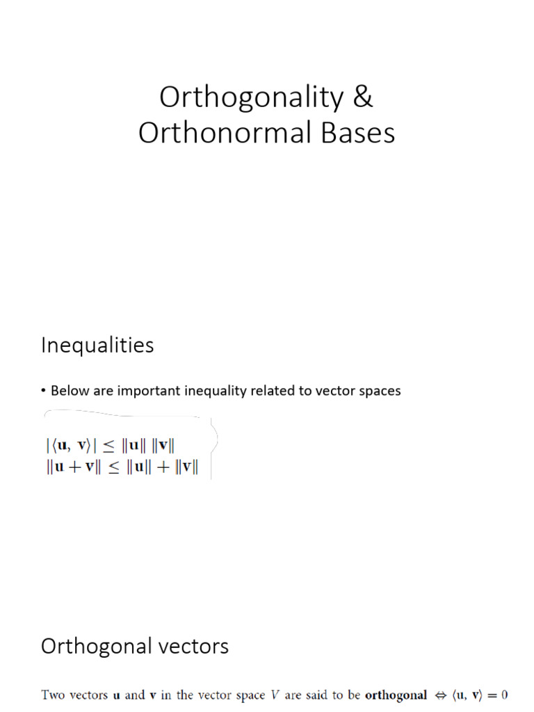 Importance of Orthogonality in Vectors | PDF
