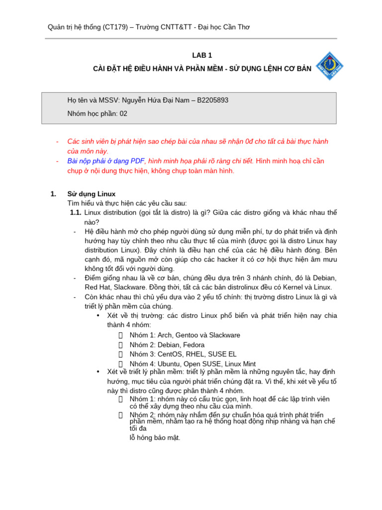 NamB2205893 CT179 QTHT Lab1 2023 2024 | PDF