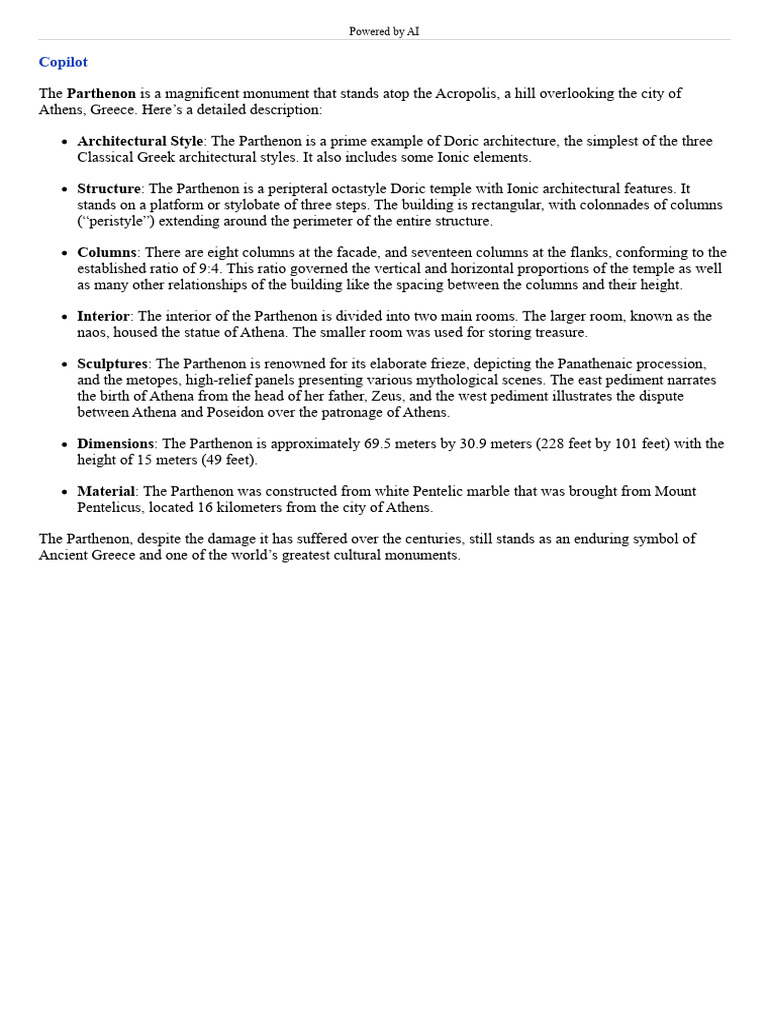 Parthenon: Doric Architecture Guide | PDF