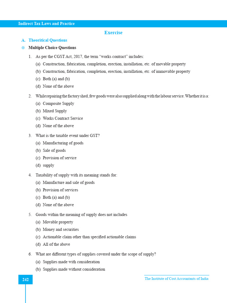 CMA Final IDT MCQ Bank by Raghav Sir | PDF | Value Added Tax | Taxes