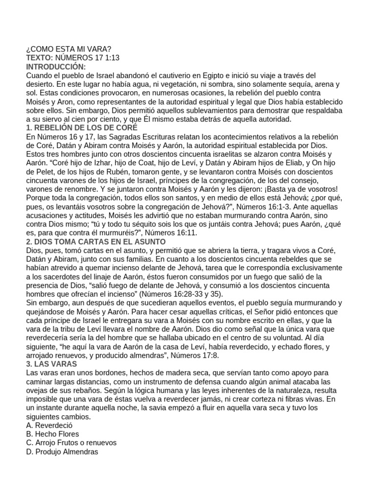 Como Esta Mi Vara | PDF | Libro de números | Moisés
