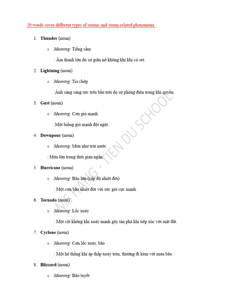 30 Words Relating To Storms | PDF