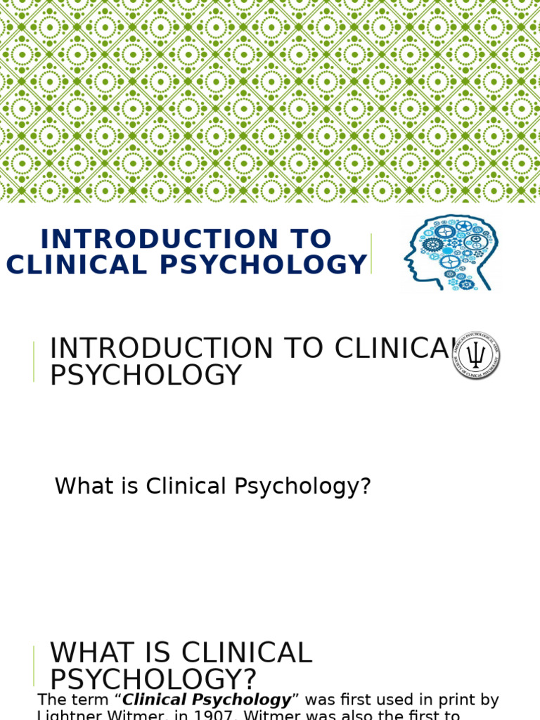 Overview of Clinical Psychology Basics | PDF | Psychotherapy | Clinical ...