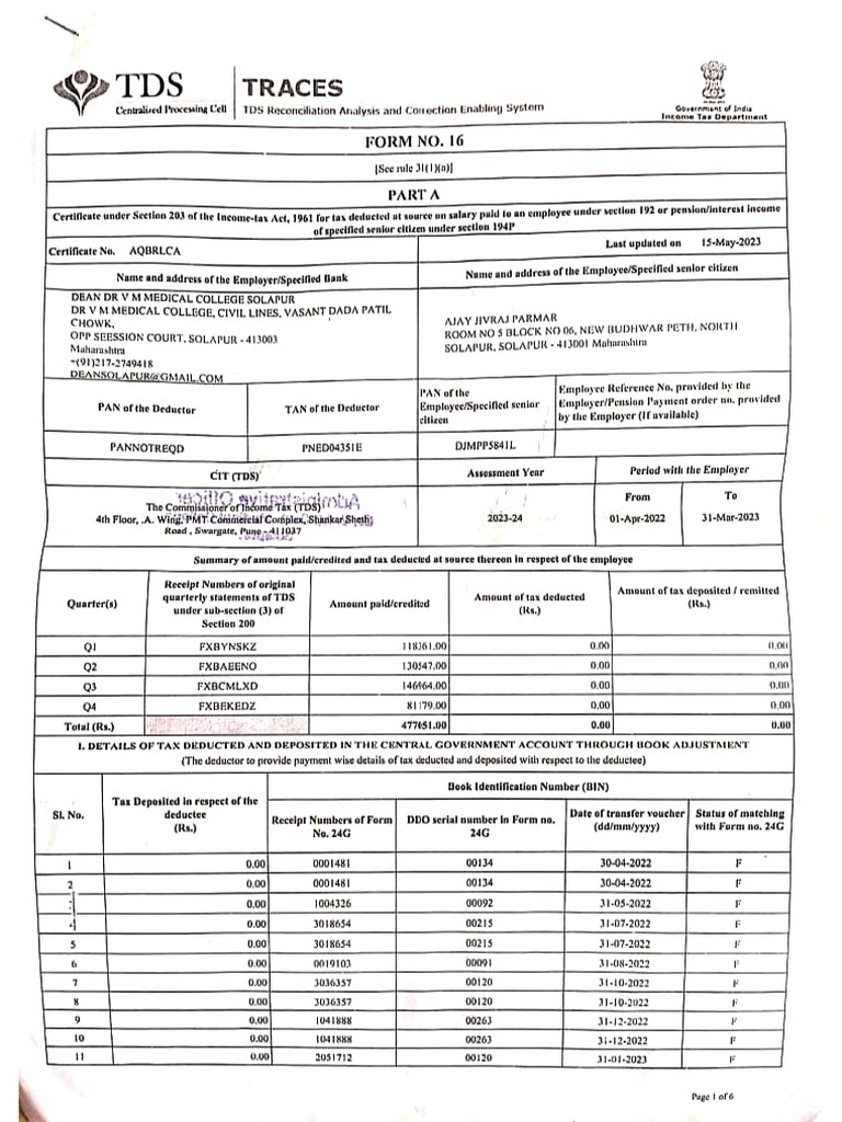 Form 16 2023-24 | PDF