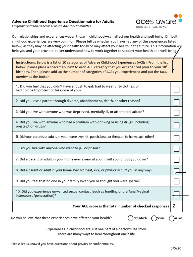 Adverse Childhood Experience Assessment | PDF