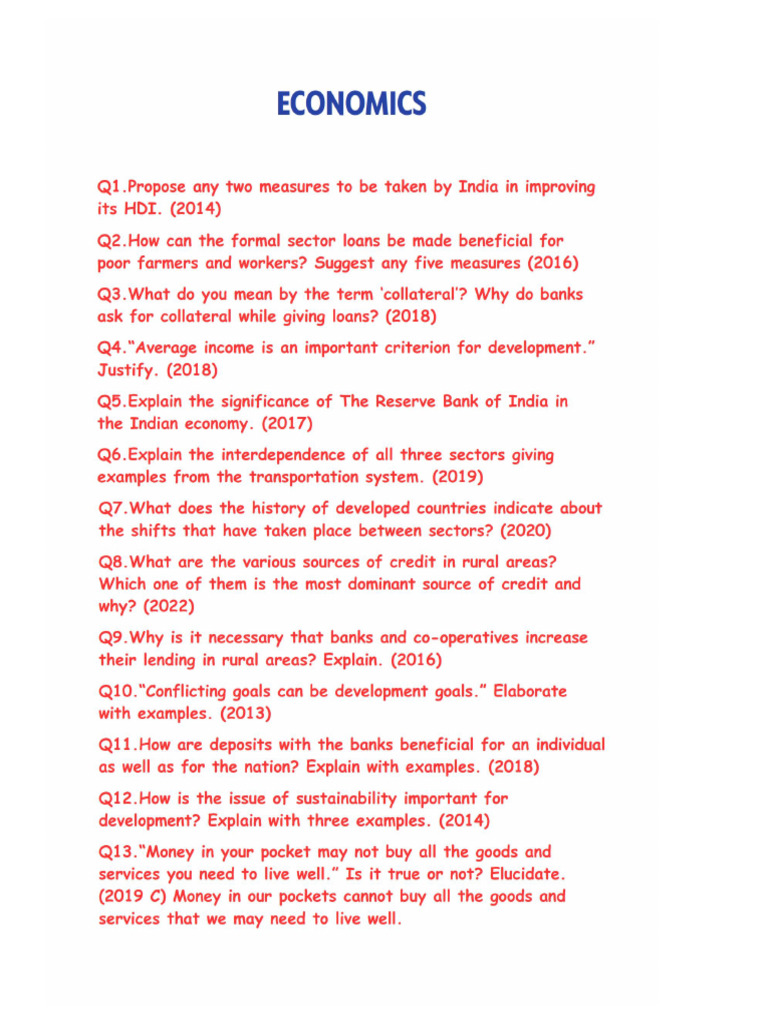Economics Class 10 | PDF