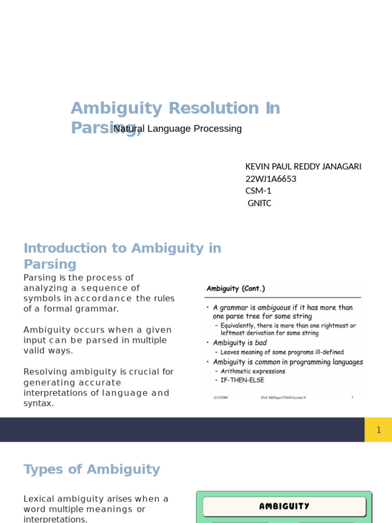 Ambiguity Resolution in Parsing | PDF | Parsing | Ambiguity
