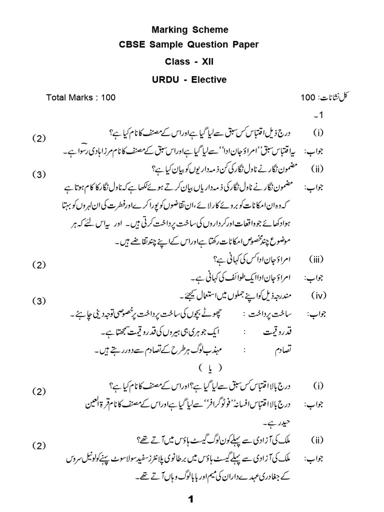 Urdu Elective MS | PDF