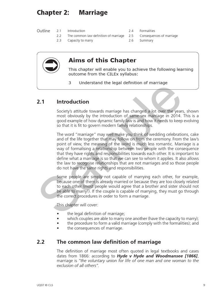 UQ07 Family Law Sample 2019 | PDF | Marriage | Incest