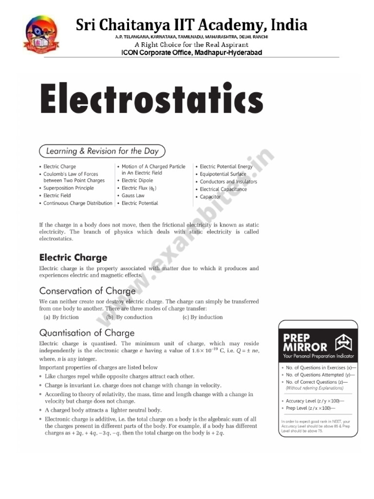 Electrostatics - Phy | PDF