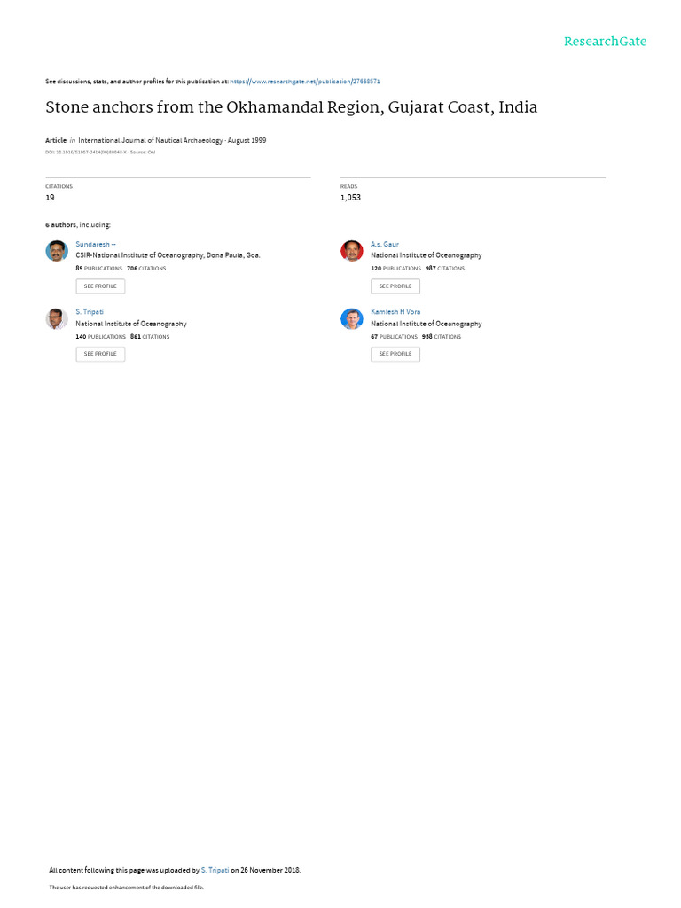 Stone Anchors From The Okhamandal Region, Gujarat Coast, India | PDF ...