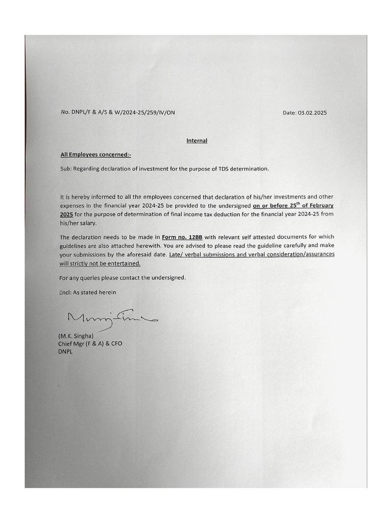 Investment declaration | PDF