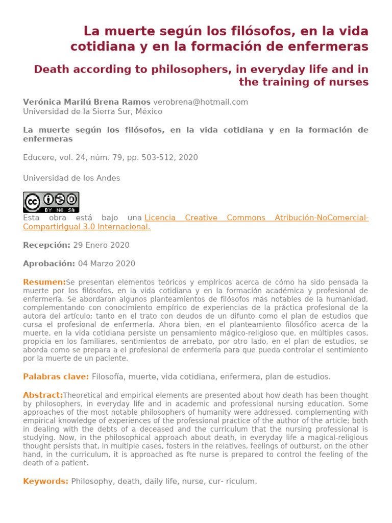 Lectura - La Muerte Según Los Filósofos | PDF | Enfermería | Sócrates