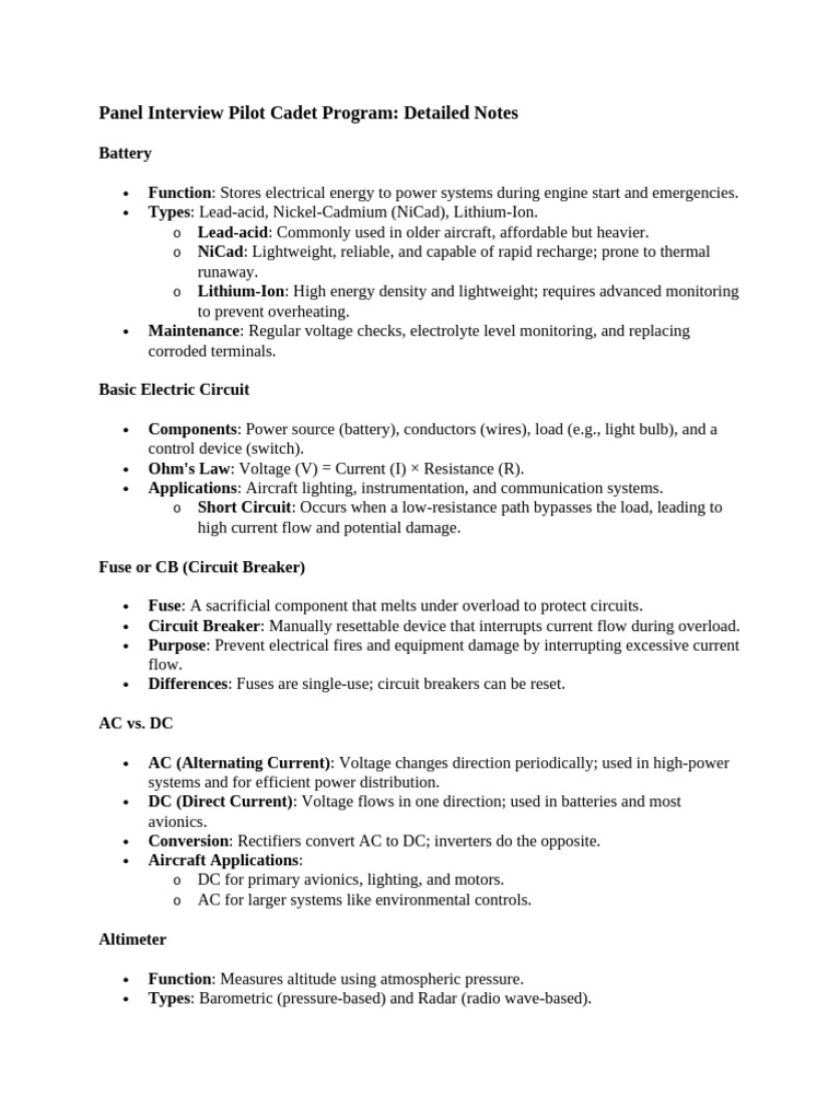 Panel Interview Notes for Pilot Cadets | PDF | Lift (Force) | Flap ...