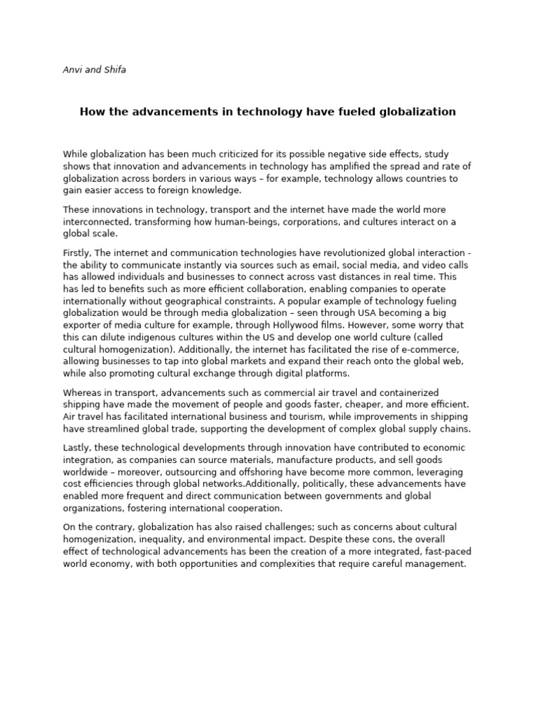 300 word report business A level - Anvi and Shifa | PDF | Globalization ...